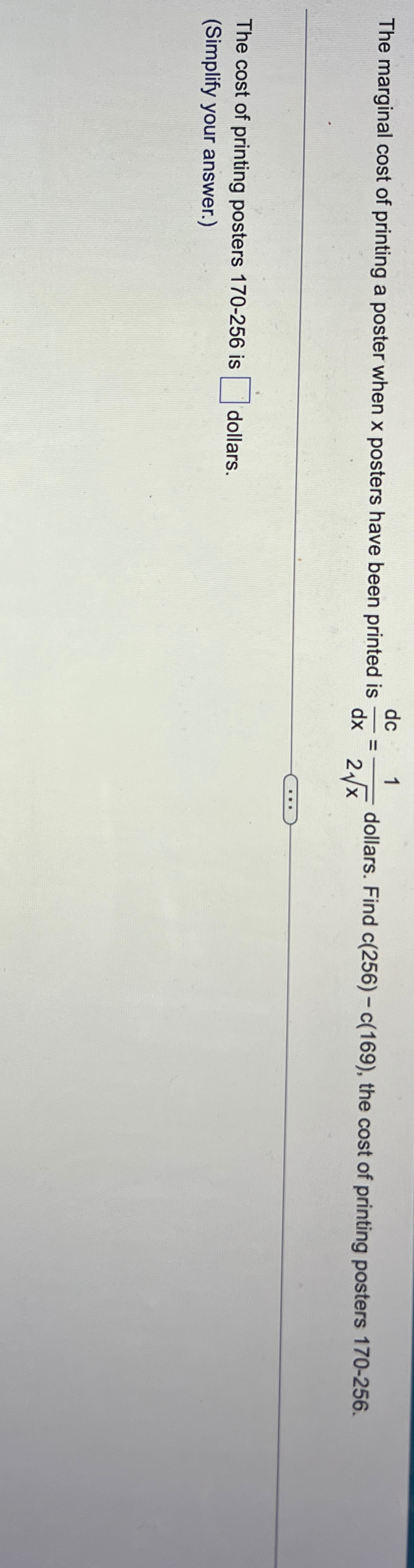 Solved The marginal cost of printing a poster when x | Chegg.com