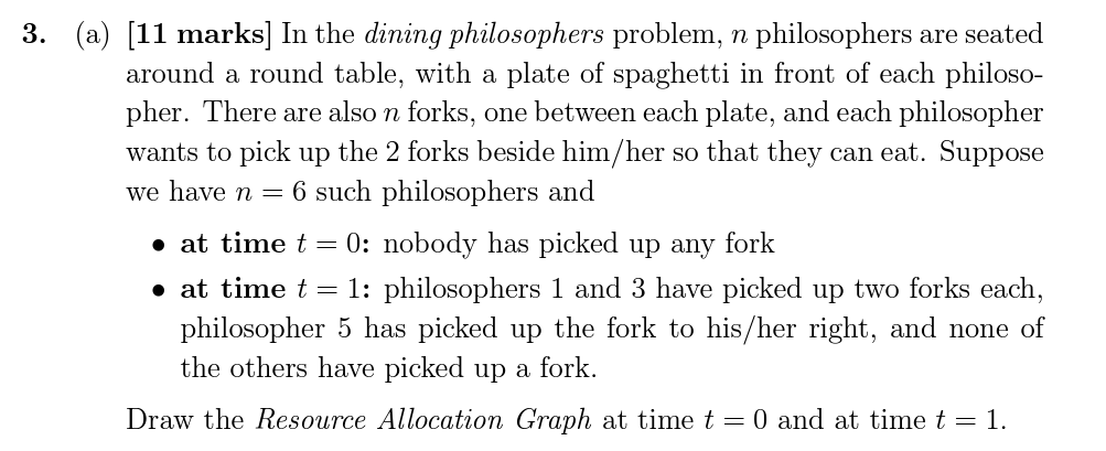 Solved (a) [11 ﻿marks] ﻿In the dining philosophers problem, | Chegg.com