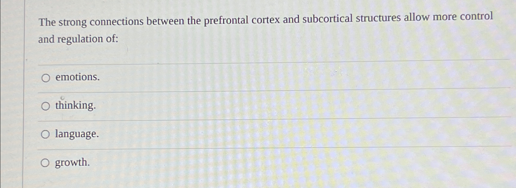 Solved The strong connections between the prefrontal cortex | Chegg.com