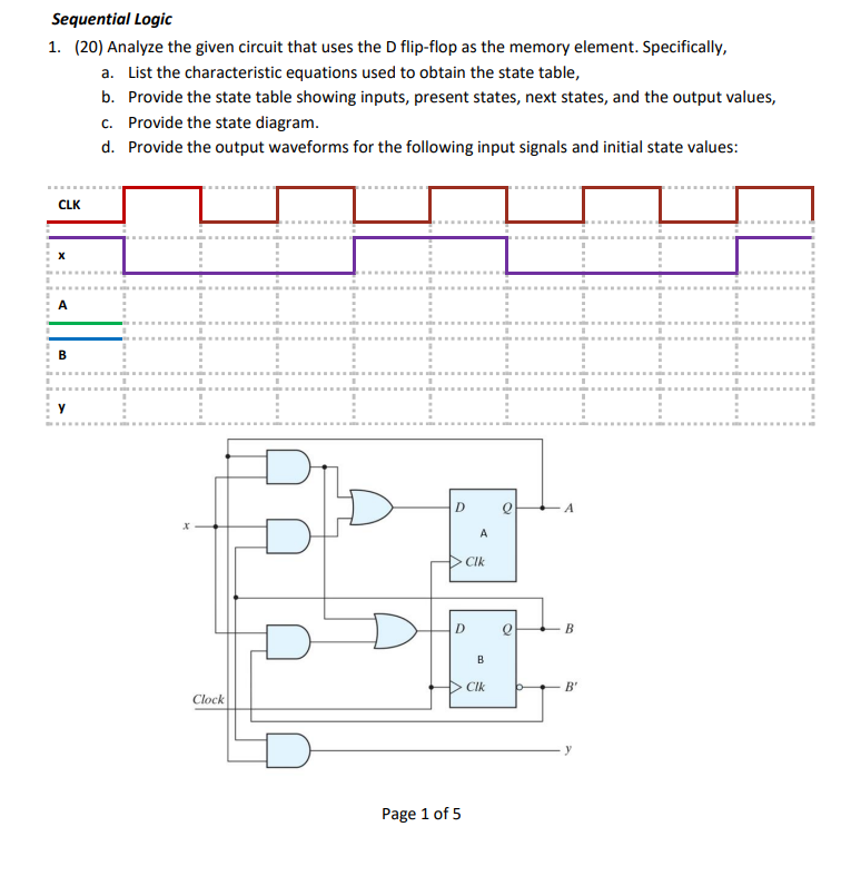 Solved Sequential Logic(20) ﻿Analyze the given circuit that | Chegg.com