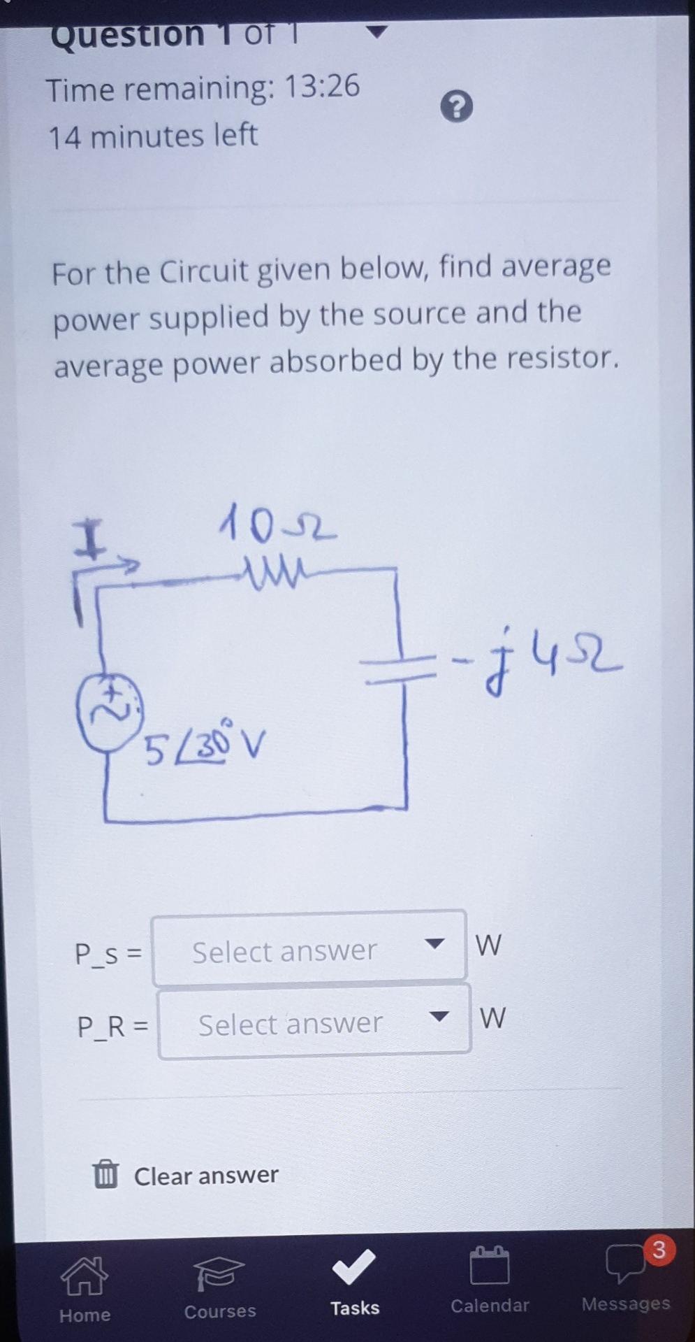 Solved For the Circuit given below, find average power | Chegg.com