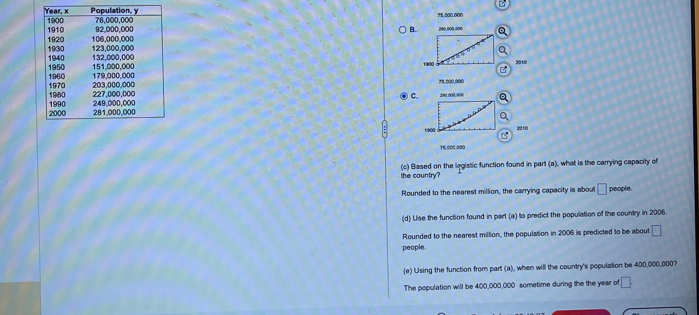 \table[[Year, x,Population, y | Chegg.com