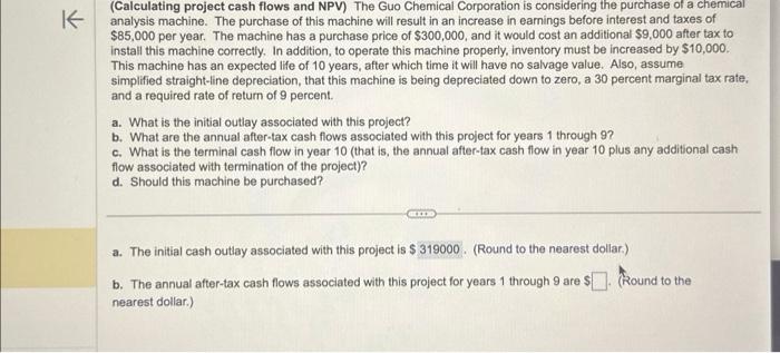Solved (Calculating project cash flows and NPV) The Guo | Chegg.com
