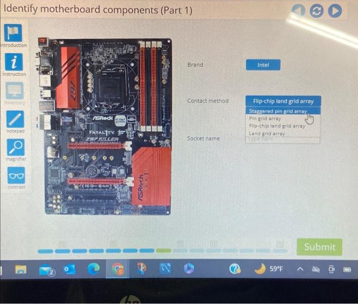 Solved Identify motherboard components (Part 1) Brarid | Chegg.com