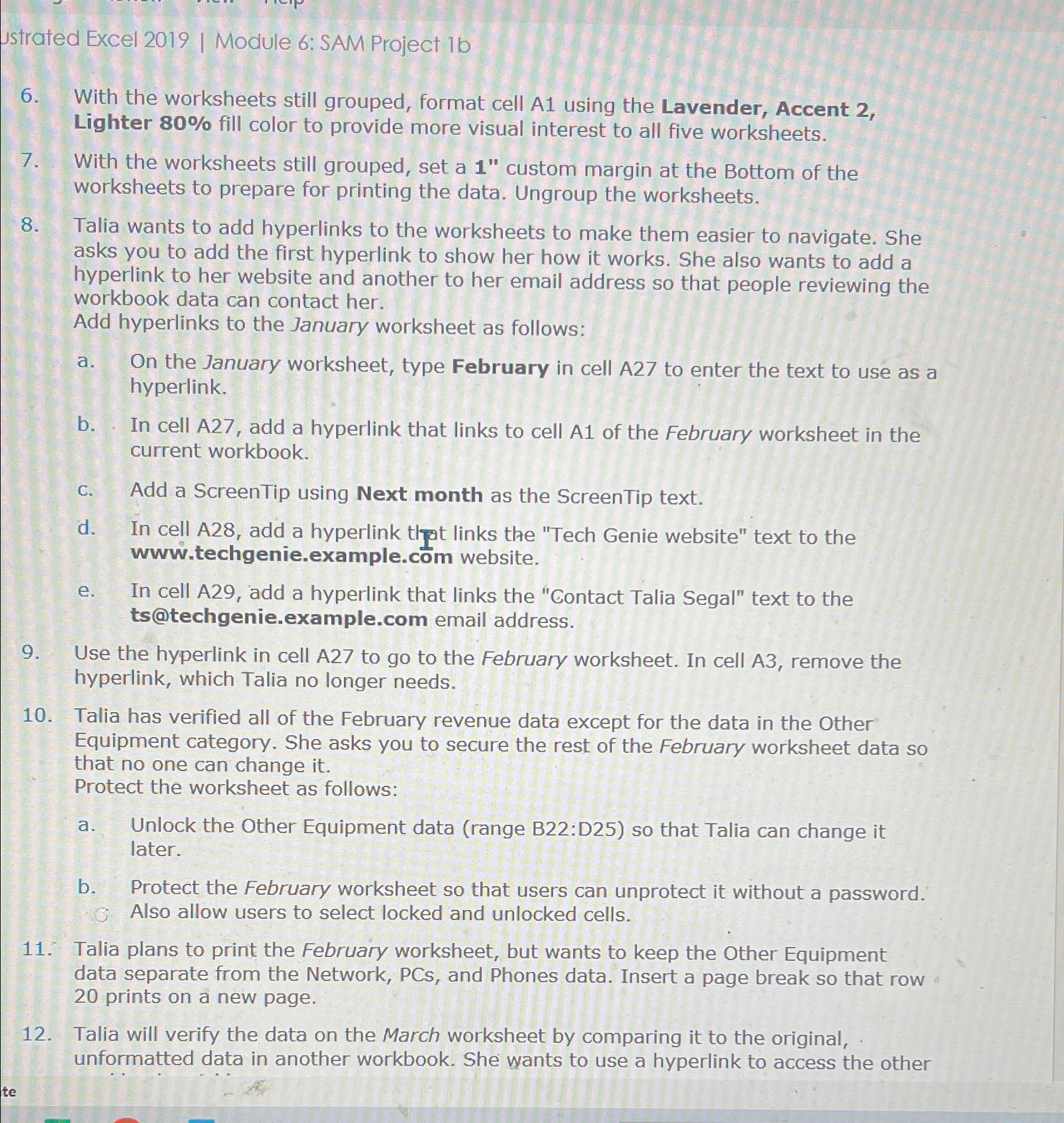 Solved ustrated Excel 2019 | ﻿Module 6: SAM Project 1b6. | Chegg.com