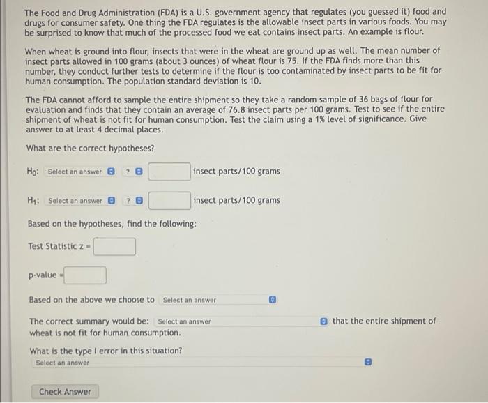 Solved The Food and Drug Administration (FDA) is a U.S. | Chegg.com