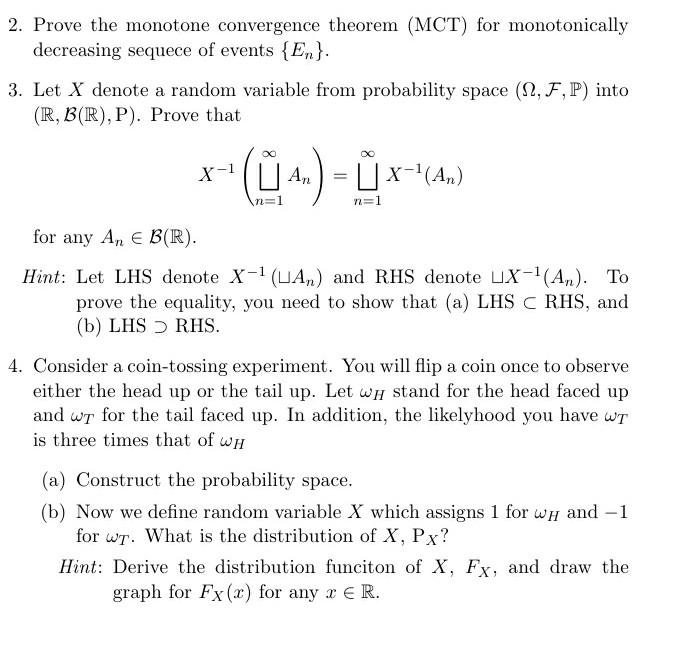 Solved 2. Prove the monotone convergence theorem (MCT) for | Chegg.com