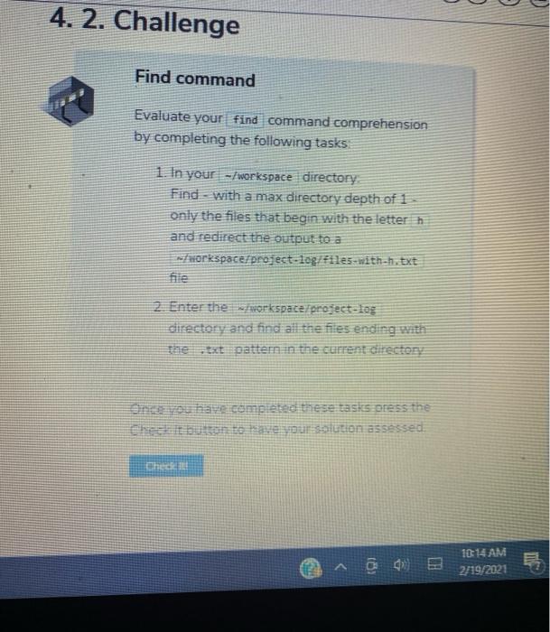 Solved 4 2 Challenge Find Command Evaluate Your Find