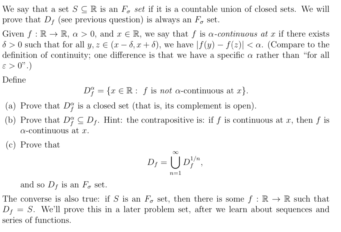 Solved We say that a set SsubeR is an Fσ ﻿set if it is a | Chegg.com