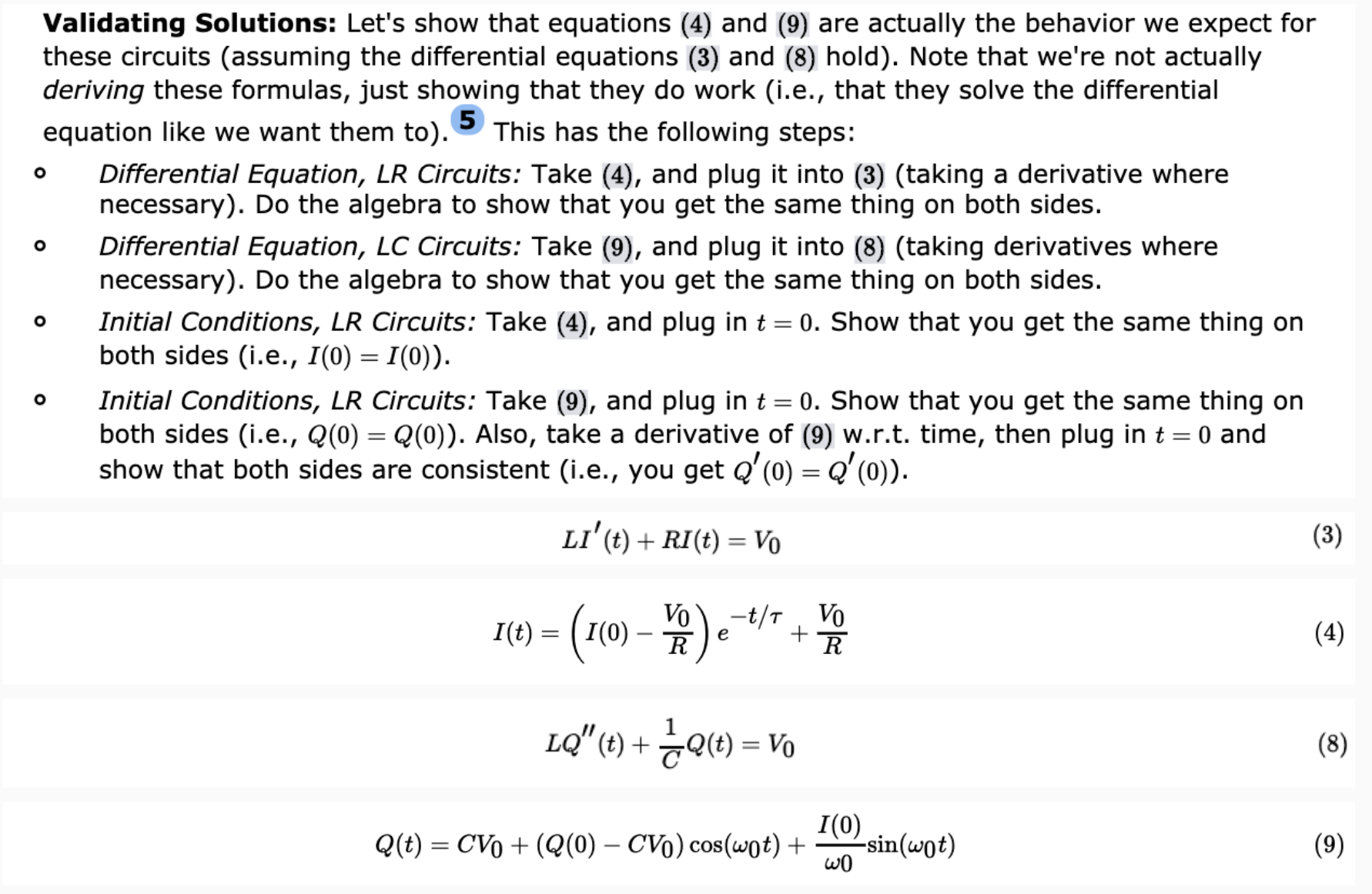 Solved Validating Solutions: Let's show that equations (4) | Chegg.com
