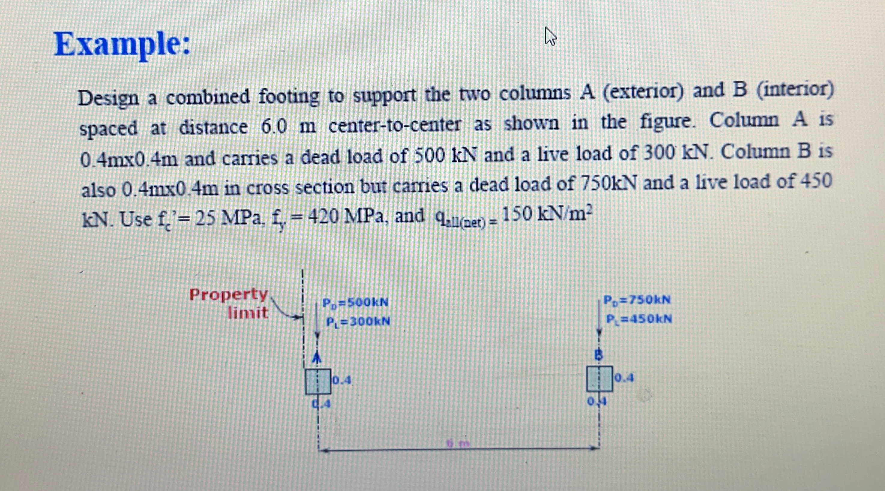Example:Design a combined footing to support the two | Chegg.com
