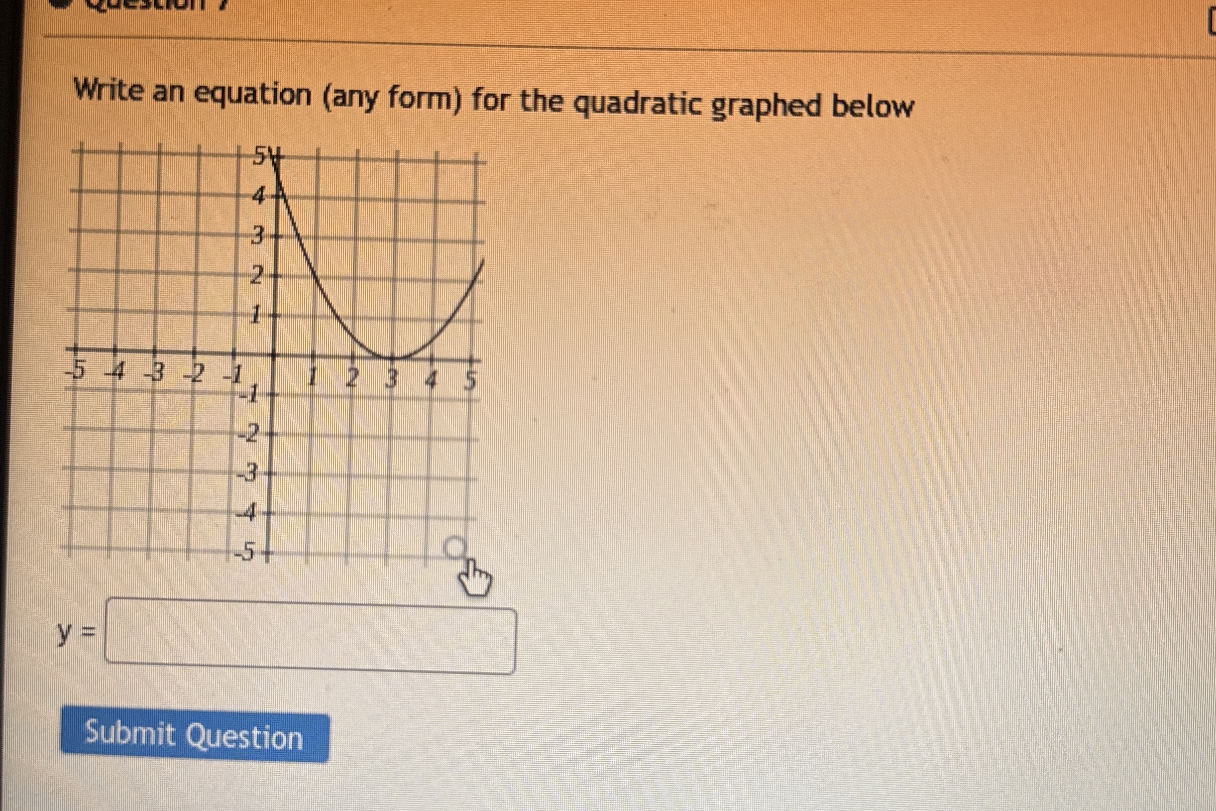 Solved Write an equation (any form) ﻿for the quadratic | Chegg.com