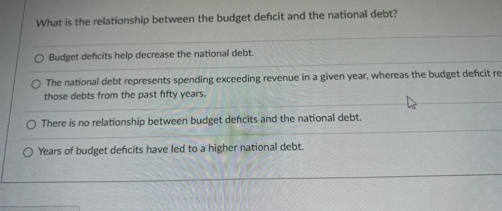 Solved What is the relationship between the budget deficit | Chegg.com