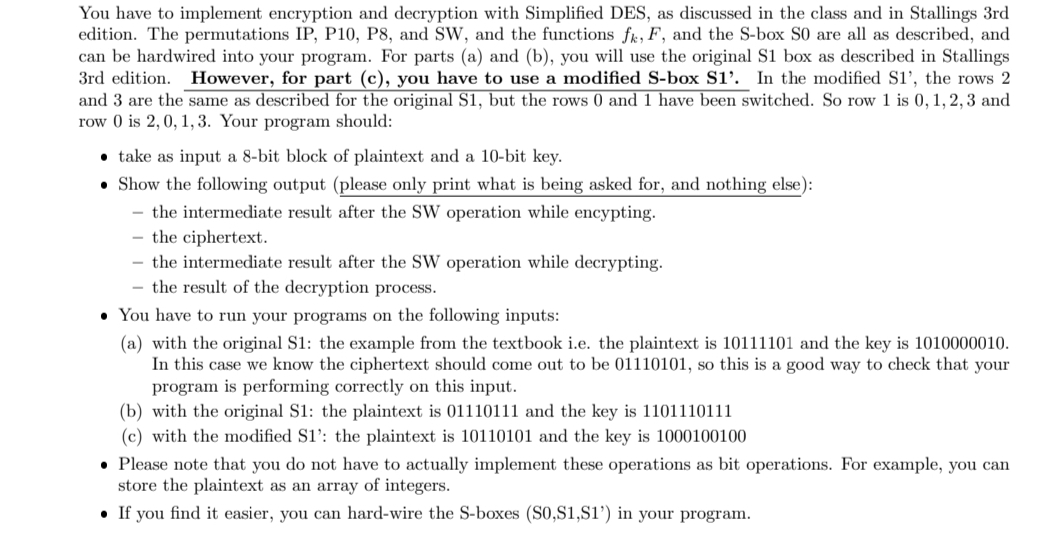 Solved You have to implement encryption and decryption with | Chegg.com
