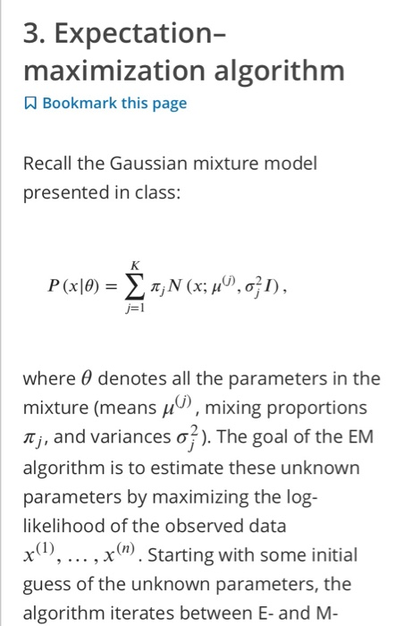 Solved 3 Expectation Maximization Algorithm Bookmark This