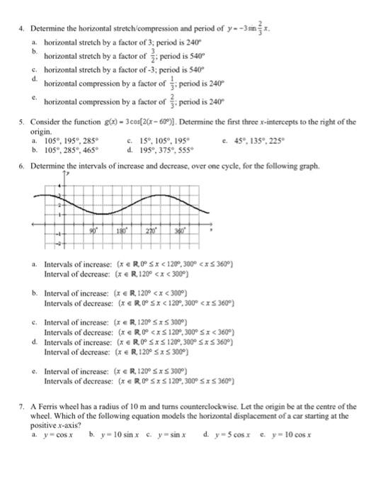 Solved b. d. 4. Determine the horizontal stretch/compression | Chegg.com