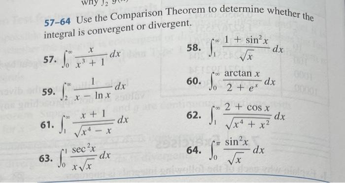 Solved 57-64 Use the Comparison Theorem to determine whether | Chegg.com