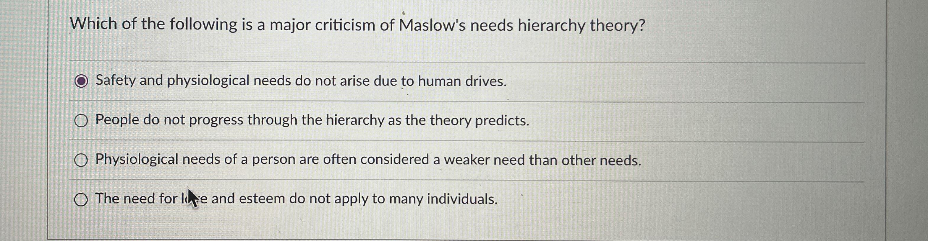 Solved Which of the following is a major criticism of | Chegg.com