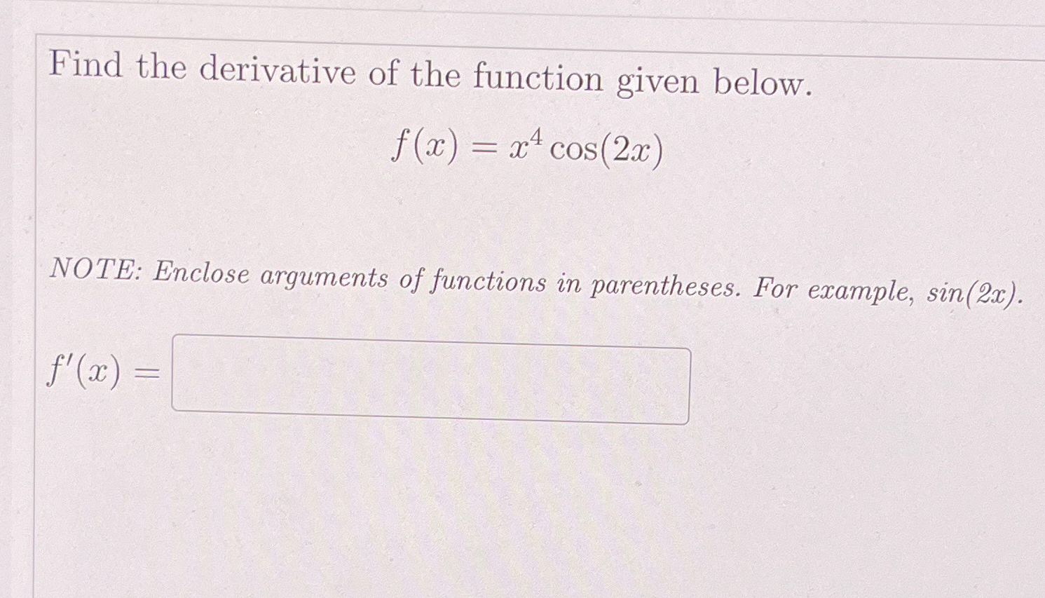 Solved Find the derivative of the function given | Chegg.com
