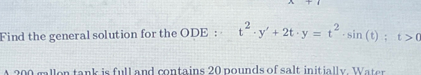 Solved Find the general solution for the ODE | Chegg.com