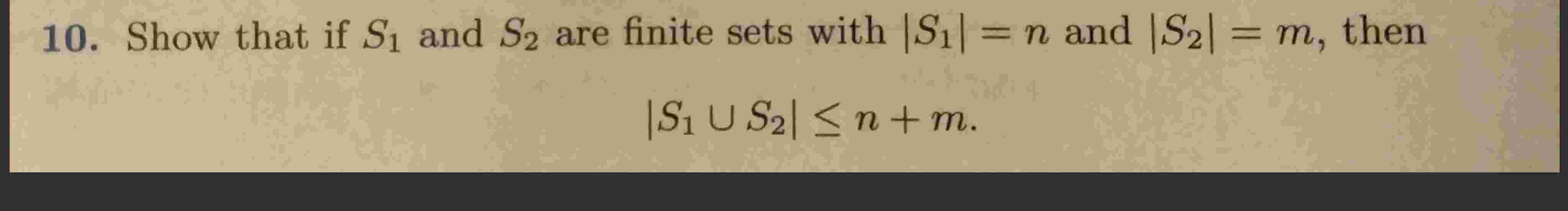 Solved Show that if S1 ﻿and S2 ﻿are finite sets with |S1|=n | Chegg.com