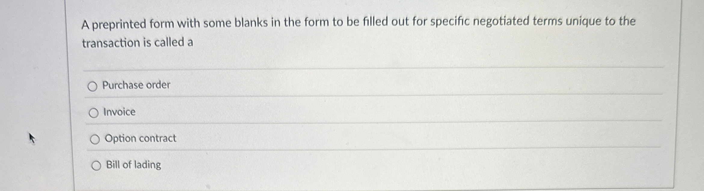 Solved A preprinted form with some blanks in the form to be | Chegg.com
