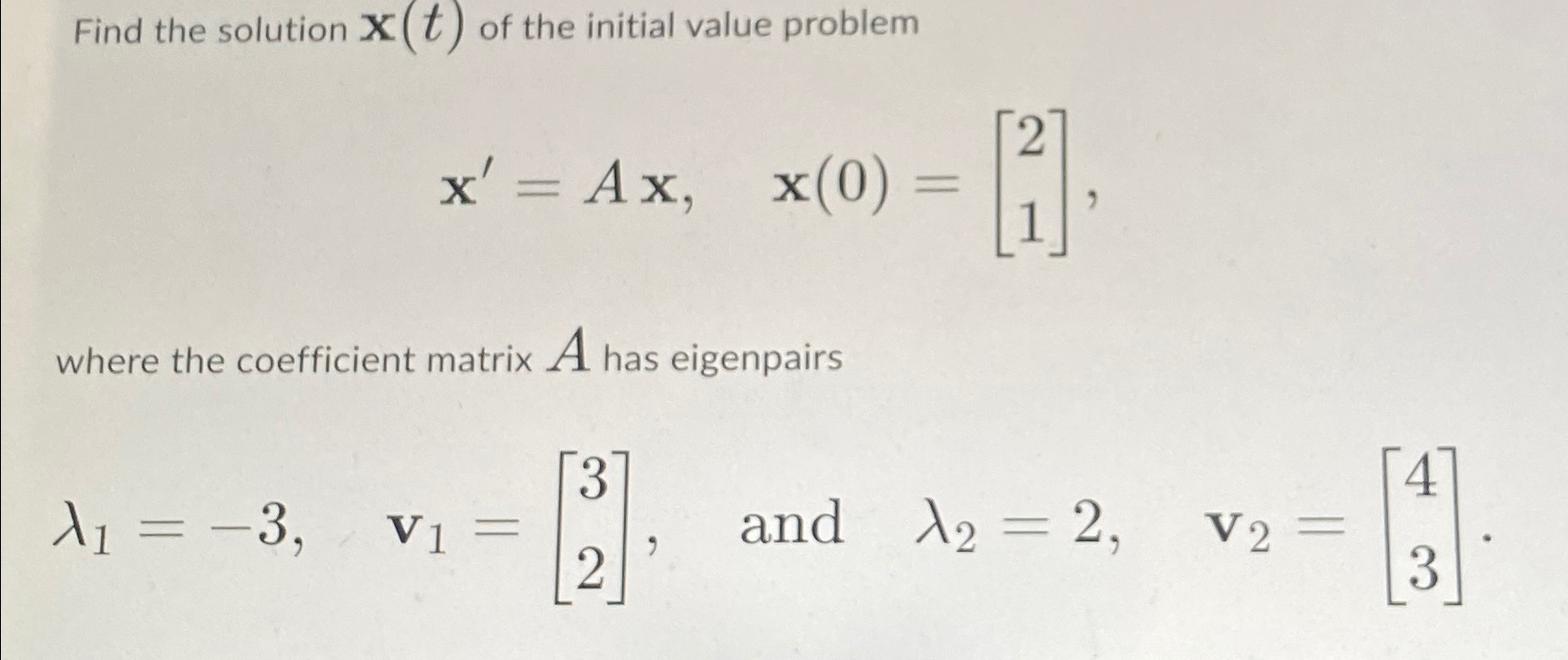 Solved Find the solution x(t) ﻿of the initial value | Chegg.com