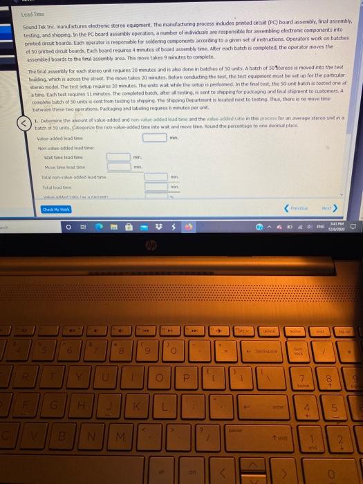 Solved Lead Time Sound Tek Inc. manufactures electronic | Chegg.com