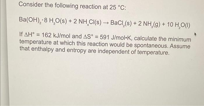 Solved Consider the following reaction at 25∘C : | Chegg.com