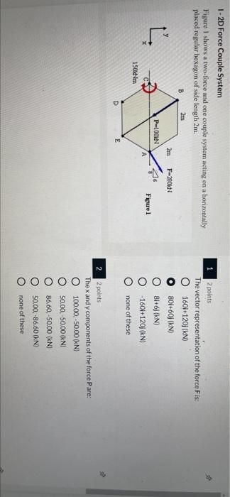 Solved 1-2D Force Couple System Figure I shows a two-force | Chegg.com