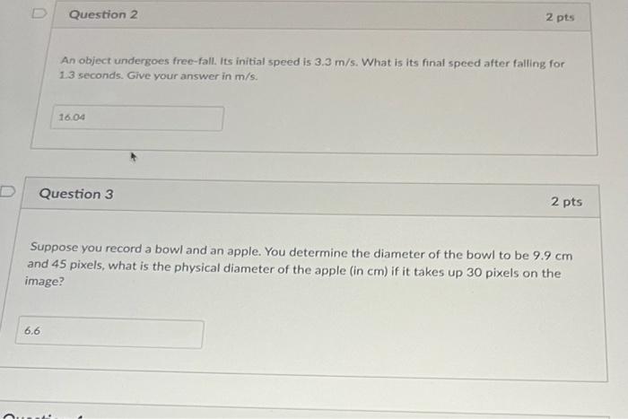 Solved An object undergoes free-fall. Its initial speed is | Chegg.com