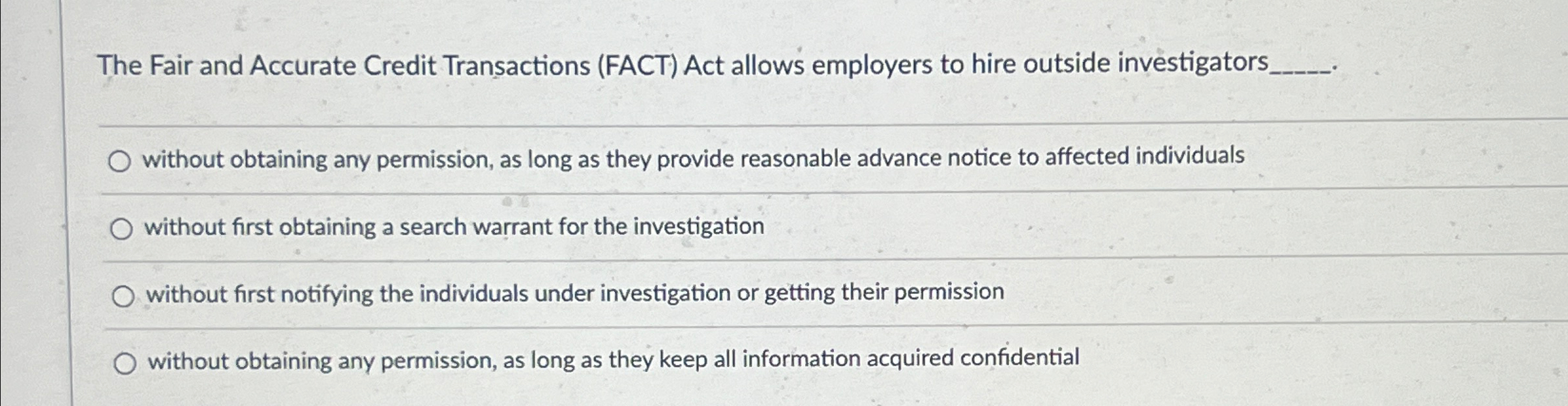 Solved The Fair and Accurate Credit Transactions (FACT) ﻿Act | Chegg.com