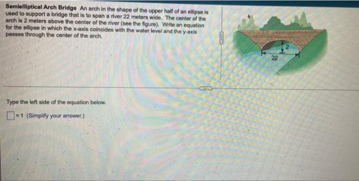 Solved Semielliptical Arch Bridge An arch in the shape of | Chegg.com