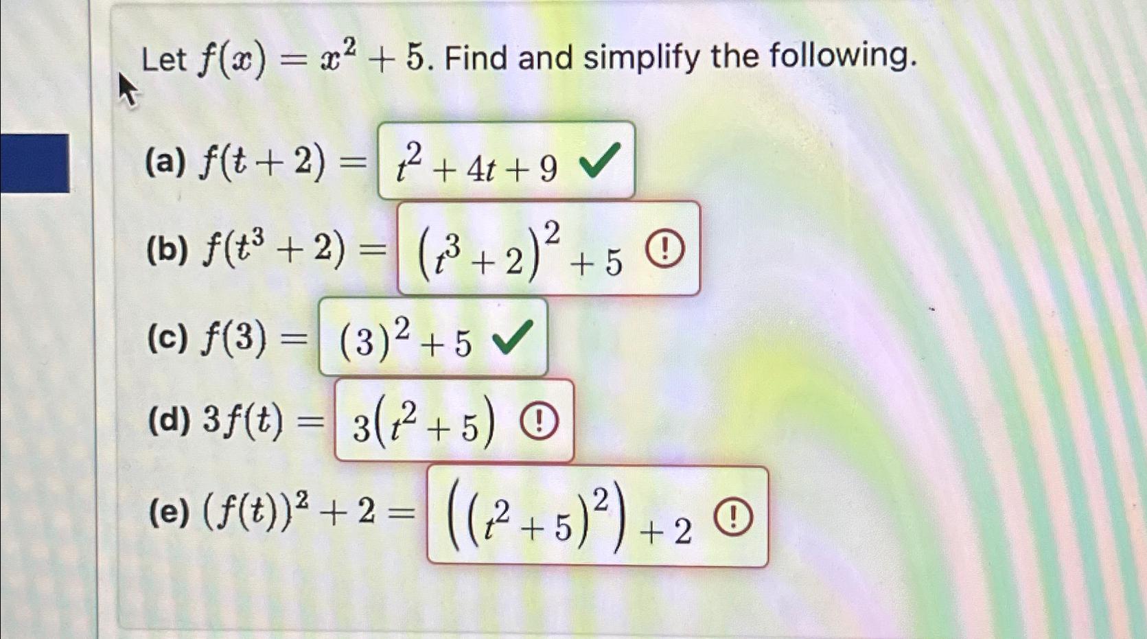 Solved Let f(x)=x2+5. ﻿Find and simplify the | Chegg.com