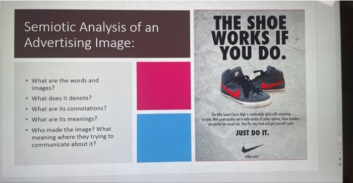 Semiotic Analysis of an Advertising Image: THE SHOE | Chegg.com