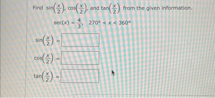 Solved Find sin(2x),cos(2x), and tan(2x) from the given | Chegg.com
