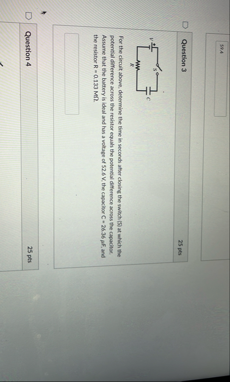 Solved Question 325 ﻿ptsFor the circuit above, determine the | Chegg.com