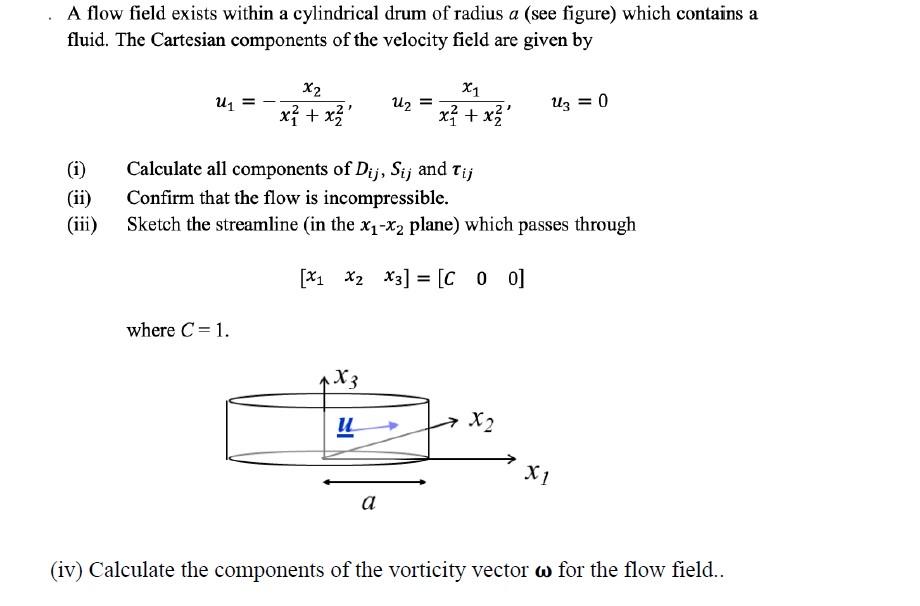 Solved A flow field exists within a cylindrical drum of | Chegg.com