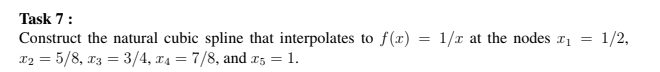 Solved Task 7 ﻿:Construct the natural cubic spline that | Chegg.com