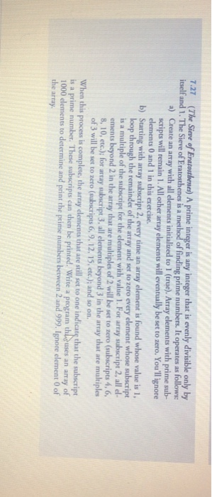 Solved 7.27 (The Sime of Eratosthenes) A prime integer is | Chegg.com