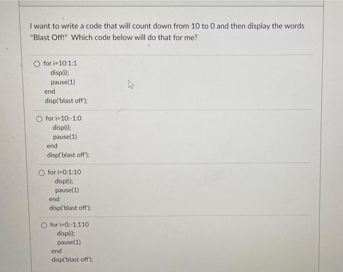 Solved I want to write a code that will count down from 10 | Chegg.com