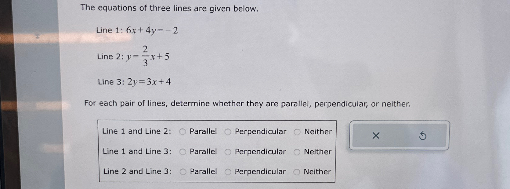 Solved The equations of three lines are given below.Line 1: | Chegg.com