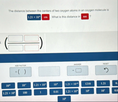 The distance between the centers of two oxygen atoms | Chegg.com