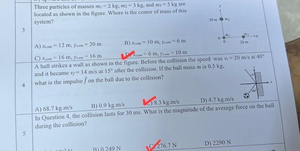 Solved Three particles of masses m1=2 kg,m2=3 kg, and m3=5 | Chegg.com
