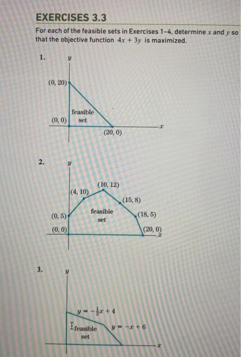 Solved For each of the feasible sets in Exercises 1-4, | Chegg.com