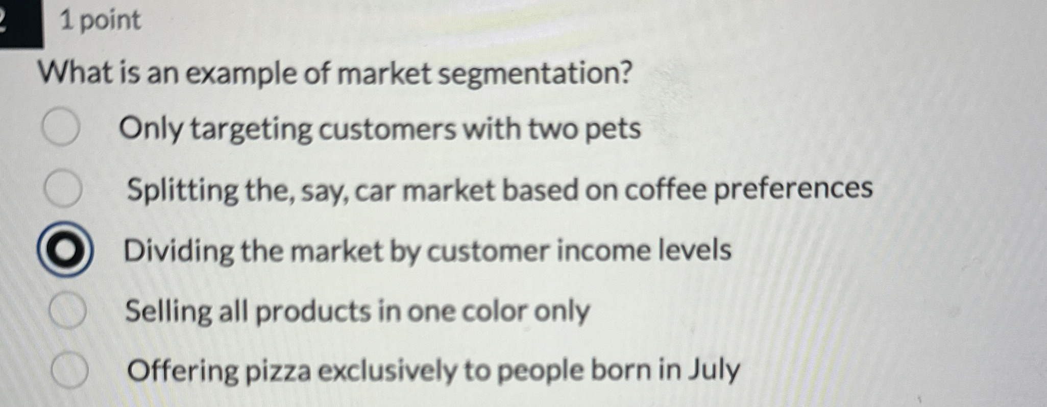 Solved 1 ﻿pointWhat is an example of market | Chegg.com