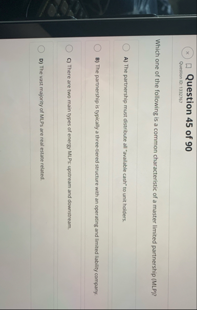 [Solved]: Question 45 of 90 Question ID: 1332767 Which one o