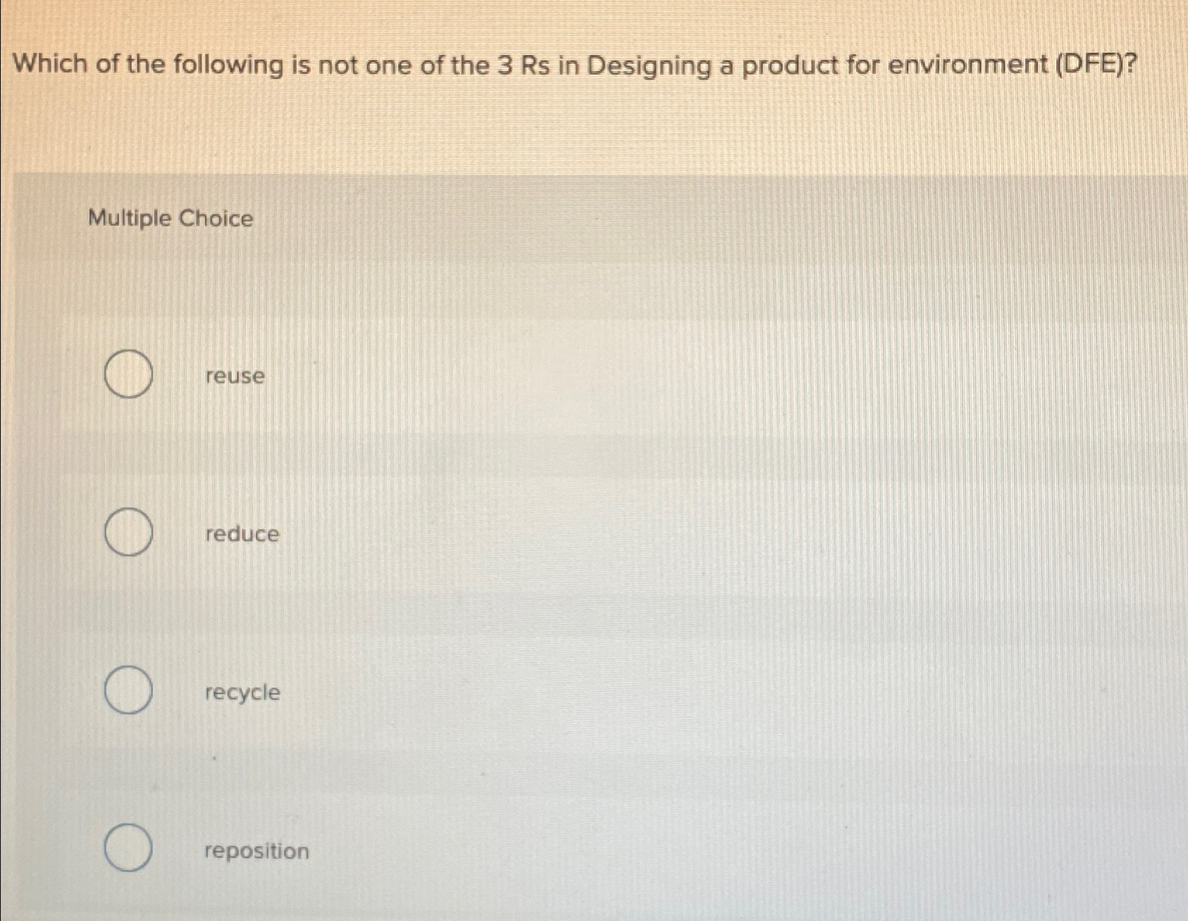 Solved Which of the following is not one of the 3 ﻿Rs in | Chegg.com