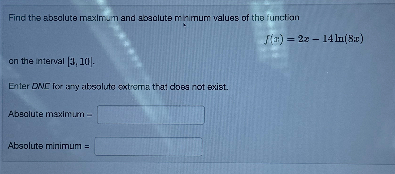 Solved Find the absolute maximum and absolute minimum values | Chegg.com