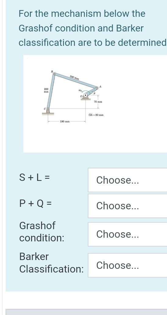 Solved For the mechanism below the Grashof condition and | Chegg.com